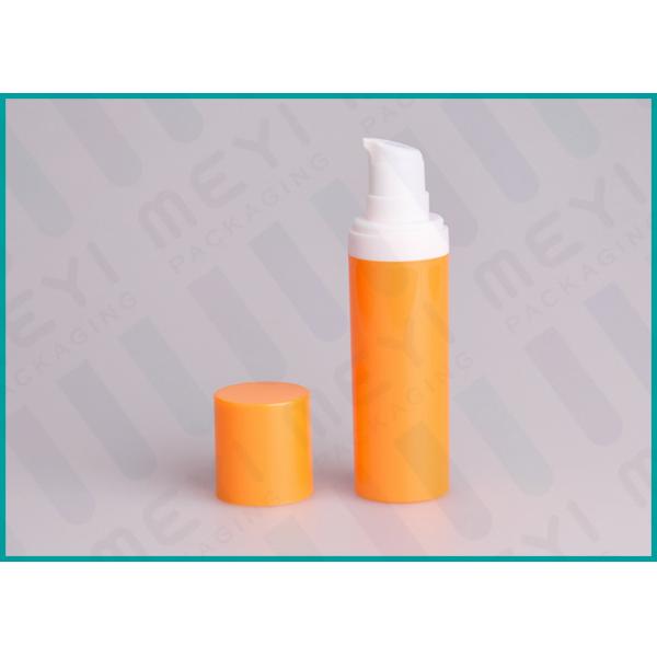 Quality Orange PP Airless 15ml 50ml 30ml Pump Bottle Cylinder Shape For Cosmetics for sale