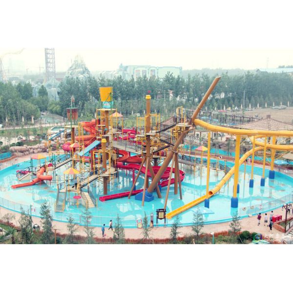 Quality Big Interactive Fiberglass Water Play House With Water Slide / Aqua Park Equipment for sale