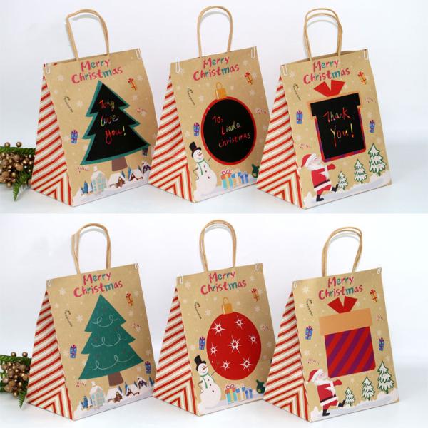 Quality DIY Graffiti Christmas Biodegradable Kraft Paper Bag For Cookie for sale