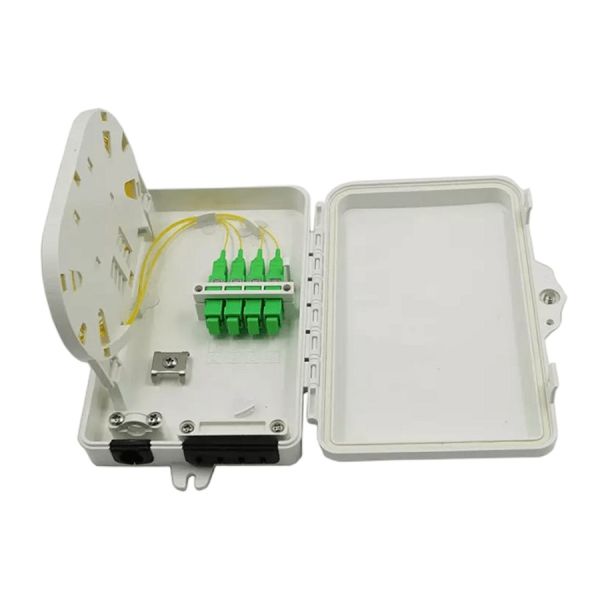 Quality 4Port Fiber Optic Terminal Box SC Simplex SM Cables White Waterproof IP-66 for sale