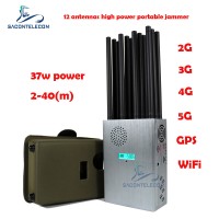 Quality High Power 37W Portable Signal Jammer with 12 Antennas for 2G 3G 4G 5G Blocking for sale