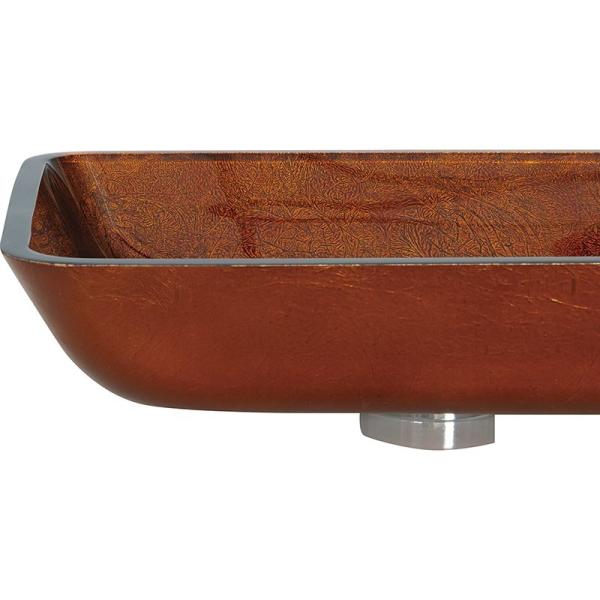 Quality Russet Brown Tempered Glass Basin Bowl Rectangular Table Top Solid for sale