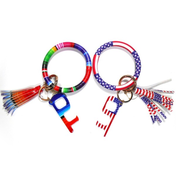 Quality OEM Engraved Logo 7.7CM Tassel Bracelet Keychain For Key Pendant for sale