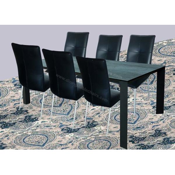 Quality 1.65 Meter Rectangular Glass Dining Table With Chinese Ceramic Triangular Legs for sale