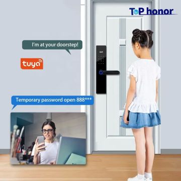 Quality Tuya App Front Door Smart Lock With Handle Fingerprint IC Card Password Access for sale