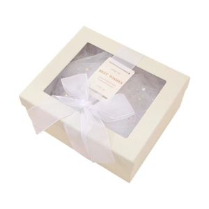 Quality White Gift Set Box Transparent PVC Birthday Box With Silk for sale