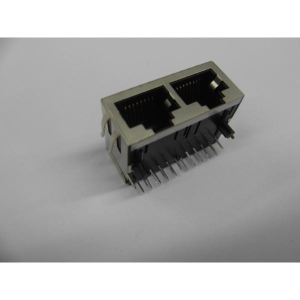 Quality Customized PBT black tab down 1 x 2 double port RJ45 keystone jack for sale
