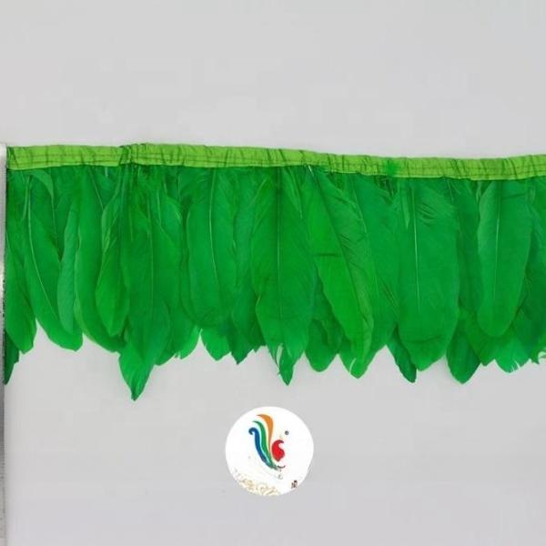 Quality Dress Decoration Goose Feather Fringe Trim with Satin Ribbon Tapes and Dyed for sale