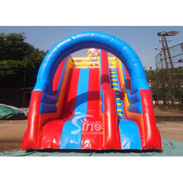 Quality Popular children happy clown inflatable slide with arch full digitally printed for sale