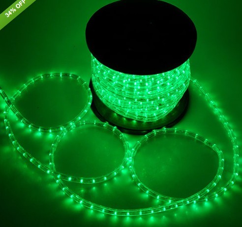 Quality 1/2'' 2 wire round christmas decoration led rope lighting green for sale