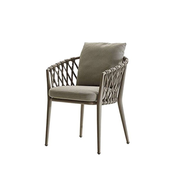 Quality Power Coated Frame Finish Hotel Outdoor Rope Woven Dining Chair for Al Fresco Dining for sale