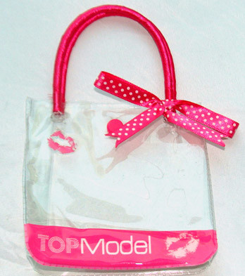 Quality Silkscreen Bowknot PVC Plastic Pouch bags Buttons Clear Transparent 7P With for sale