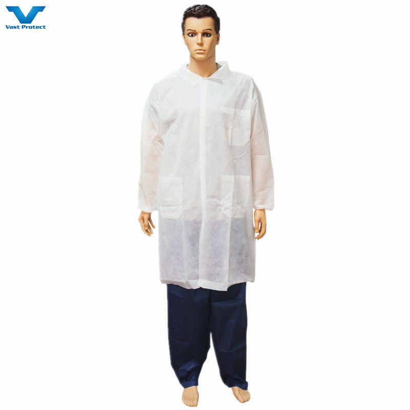 Disposable Polypropylene Microporous SMS Nonwoven PP Lab Coat