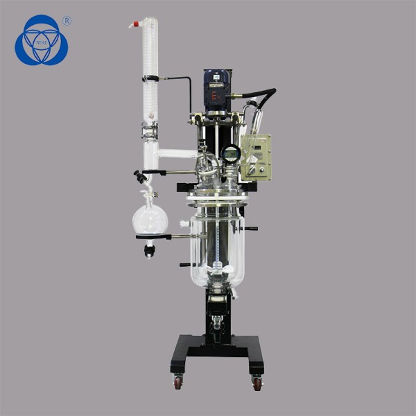Quality Lab Use Elevating Rotary Jacketed Glass Reactor Vessel For Distillation for sale