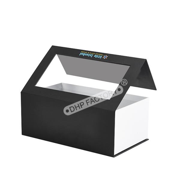 Quality OEM ODM Matte Black Magnetic Gift Box With Clear Pvc Window Eco Friendly for sale