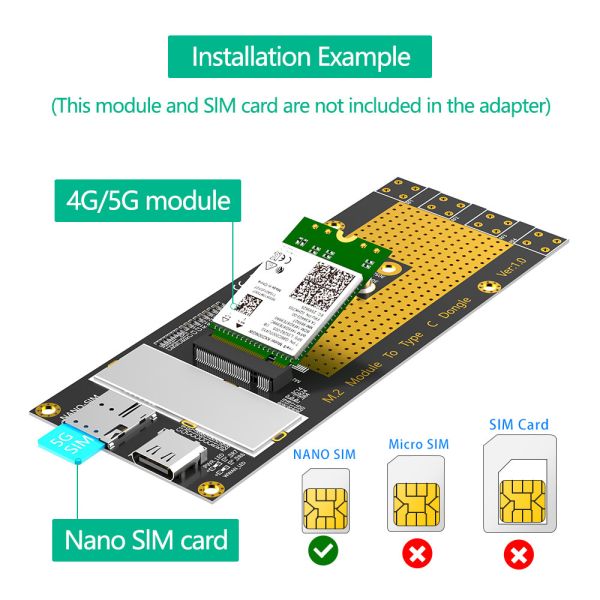 Quality Custom M.2 NGFF To Type C USB 3.0 Adapter For GM800 SIM8200 Module for sale