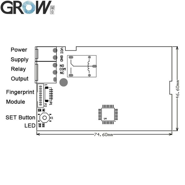 Quality GROW K226+G16 DC10-30V Admin/User Fingerprint Password Access Control Board 4 for sale