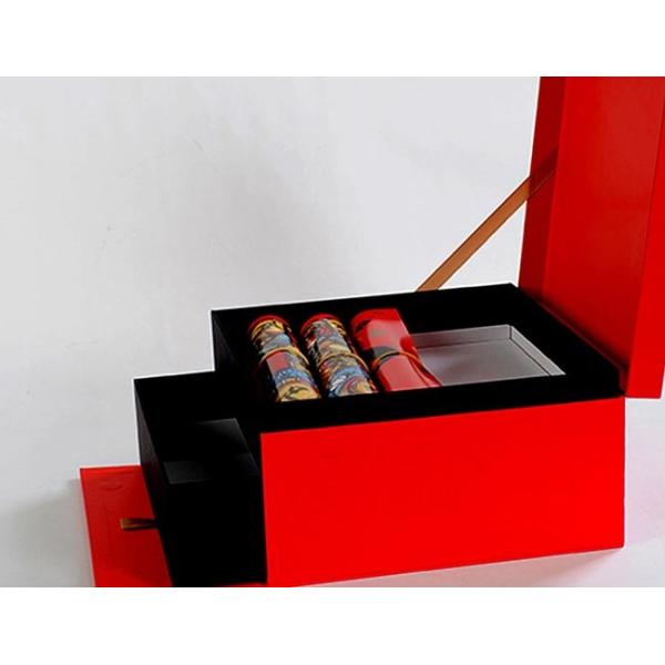 Quality Luxury Rigid Slide Cardboard Drawer Gift Box Black And Red With Foam Insert for sale