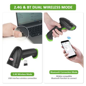 Quality 2D CMOS Handheld Barcode Scanner Wireless 2.4G Bluetooth Interface With Receiver for sale
