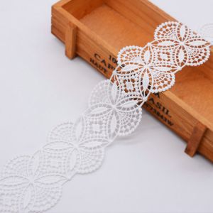 Quality Guipure Polyester 6.2cm White Embroidered Lace Trimmings for sale