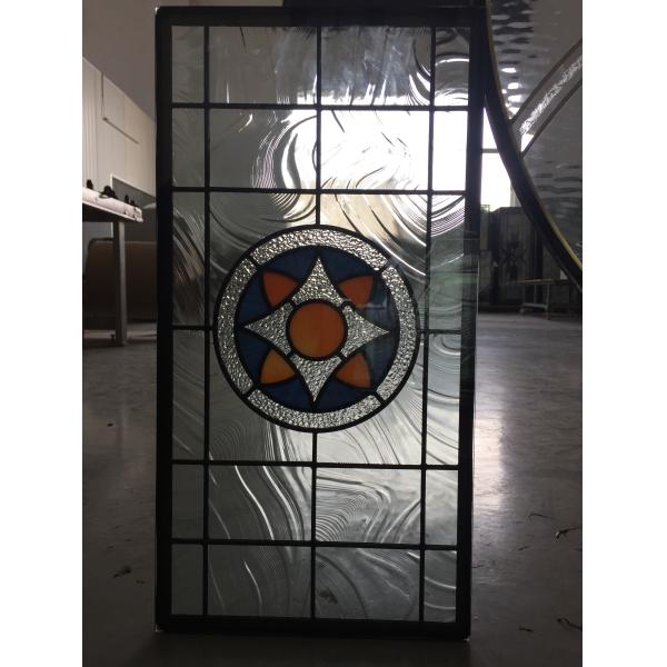 Quality 650MM 35CM Stained Diamond Leaded Glass Cabinet Windows Satin Nickel for sale