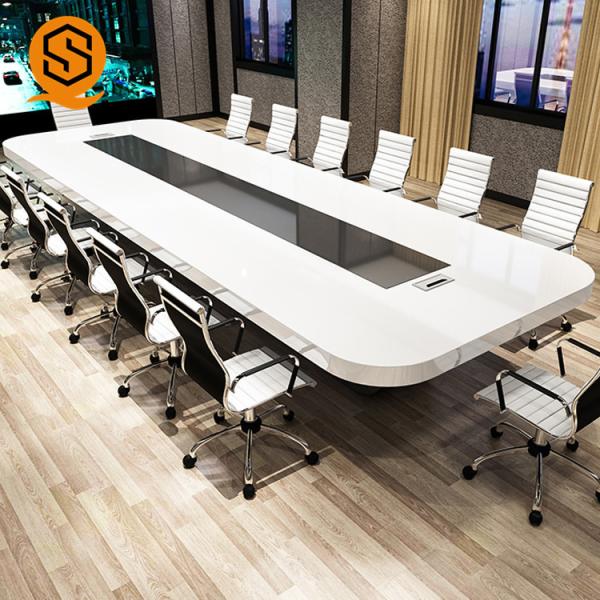 Quality OEM ODM White Solid Surface Conference Table Curved Meeting Table for sale