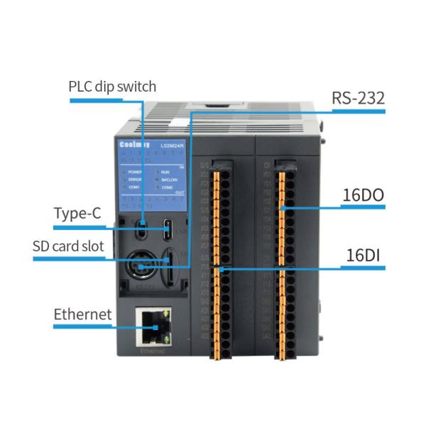 Quality 12DI 12DO 60KHz PLC Logic Controller Ladder Diagram Modbus TCP 4AI 4AO for sale