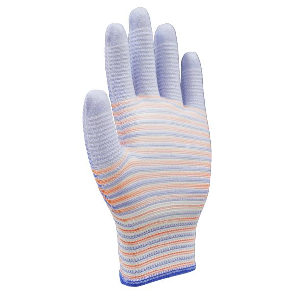 Quality 13 Gauge Polyester PU Palm Coated Gloves With Zebra Design for sale