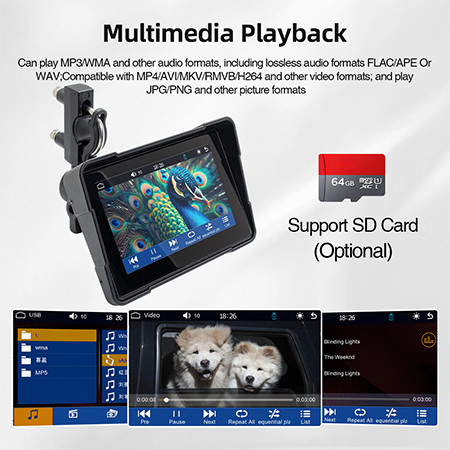Quality Wireless Carplay Motorcycle Android Auto GPS Navigation Screen with 5 Inch touch for sale