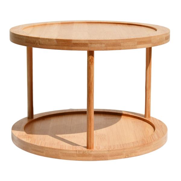 Quality Bathroom Bamboo Cosmetic Organizer Storage 360 Rotation Multifunctional for sale