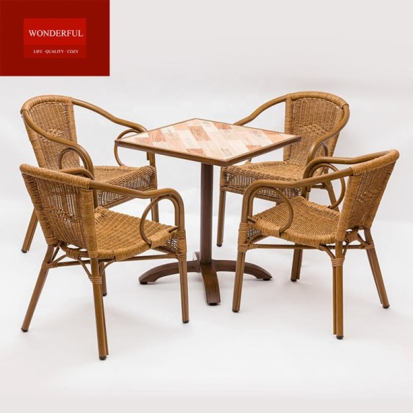 Quality Enjoy Dining in Style with Our Aluminium Rattan Wicker Round French Bistro Chair for sale
