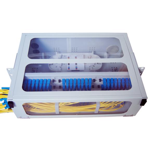 Quality SC LC Rack Fiber Optic Patch Panel 48 96 Port 19 U Sliding Type Transparent Top for sale