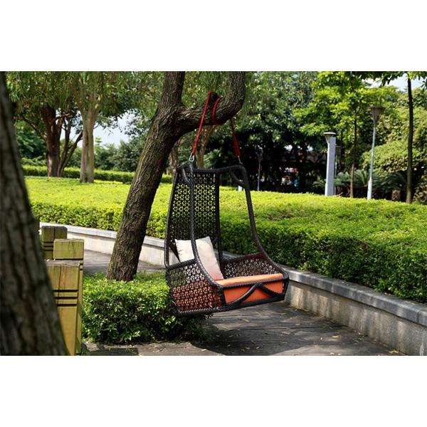 Quality Park Iron Tube Frame Outdoor Hanging Rattan Egg Chair Leisure Wicker Patio Egg Swing Chair for Outdoor Relaxing for sale