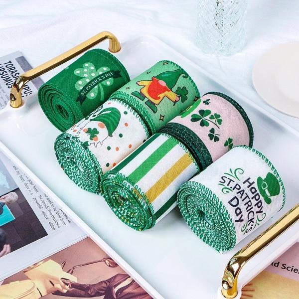 Quality 63mm Sustainable St.Patrick's Day Ribbon MSD Customized Wired Ribbon for Irish Ribbon for sale