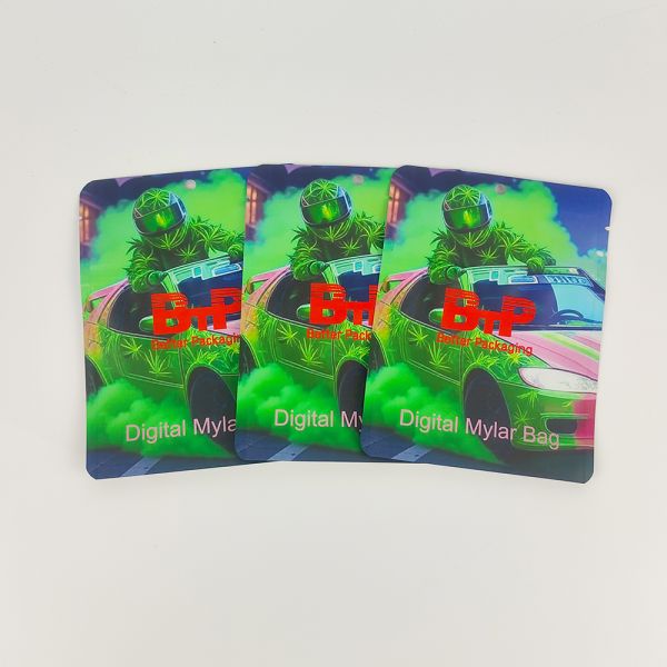 Quality Custom Logo UV Holographic 3.5g Die Cut Sparkling Moisture Proof Food Grade Stand up Mylar Pouch for sale