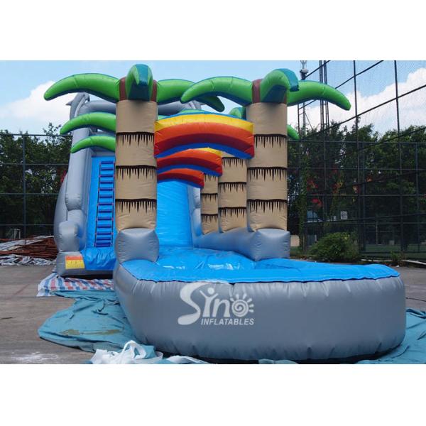 Quality 71' long kids tropical commercial inflatable water slide with big pool N 2 for sale