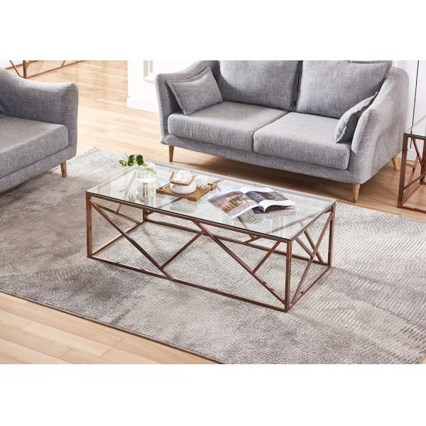 Quality Electroplate Rose Gold Plating SS Frame Modern Coffee Table for sale