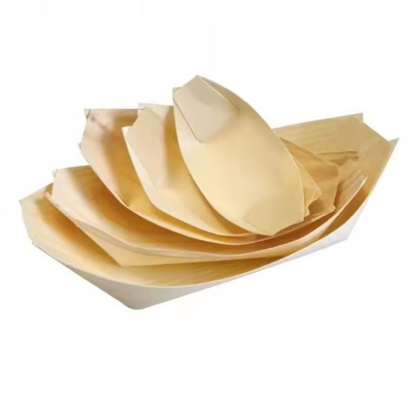 Quality Party Occasion Compostable Wooden Boat Sushi Packaging Container Poplar Wood Material for sale