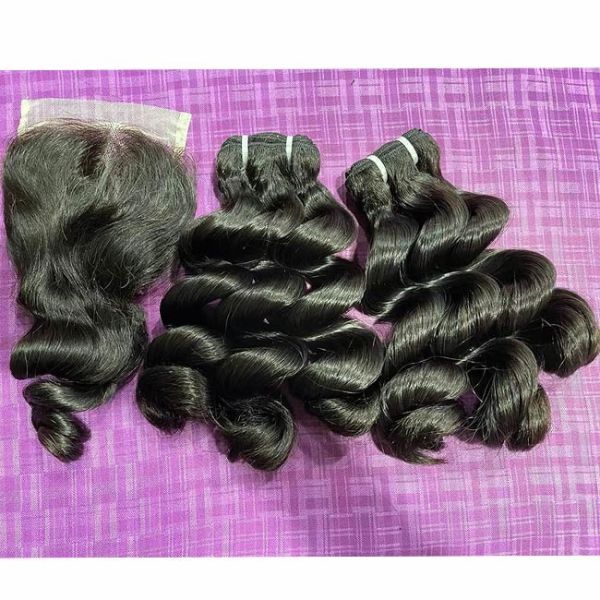 Quality Virgin Super Double Drawn Human Hair Funmi Bouncy Curls 12A Grade Raw Indian Weft for sale
