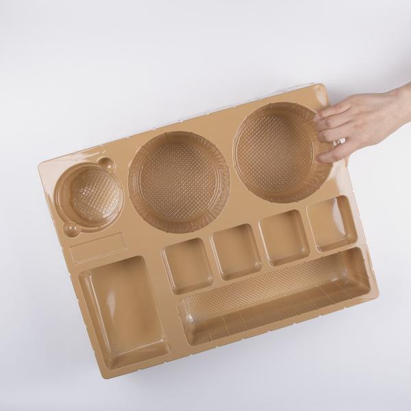 Quality Yellow 9 Compartment 41cm Plastic Food Tray Packaging for sale