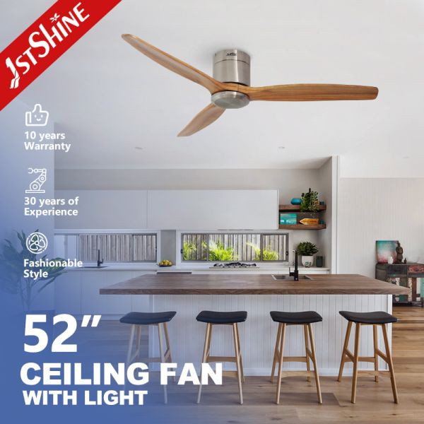 Quality TUYA App-Controlled 2 IN 1 LED Light Ceiling Fan Low Ceiling Solid Wood Blades with Remote for sale