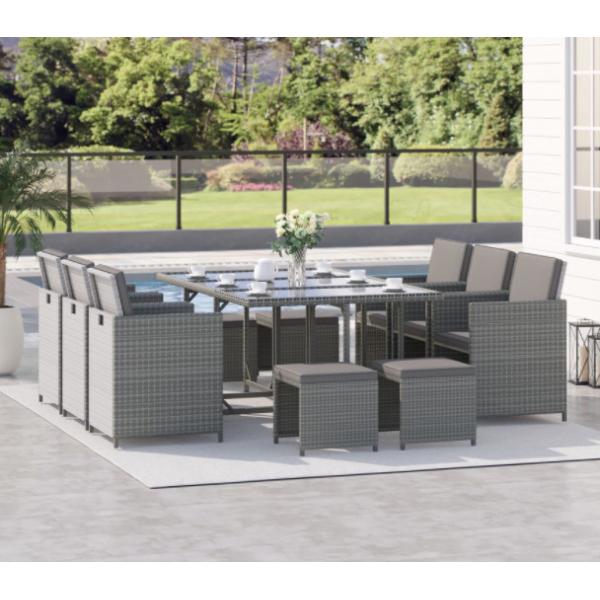 Quality Rattan Wicker Dining Table Furniture Set Metal Lounge Lounger Ottoman Footrest for sale