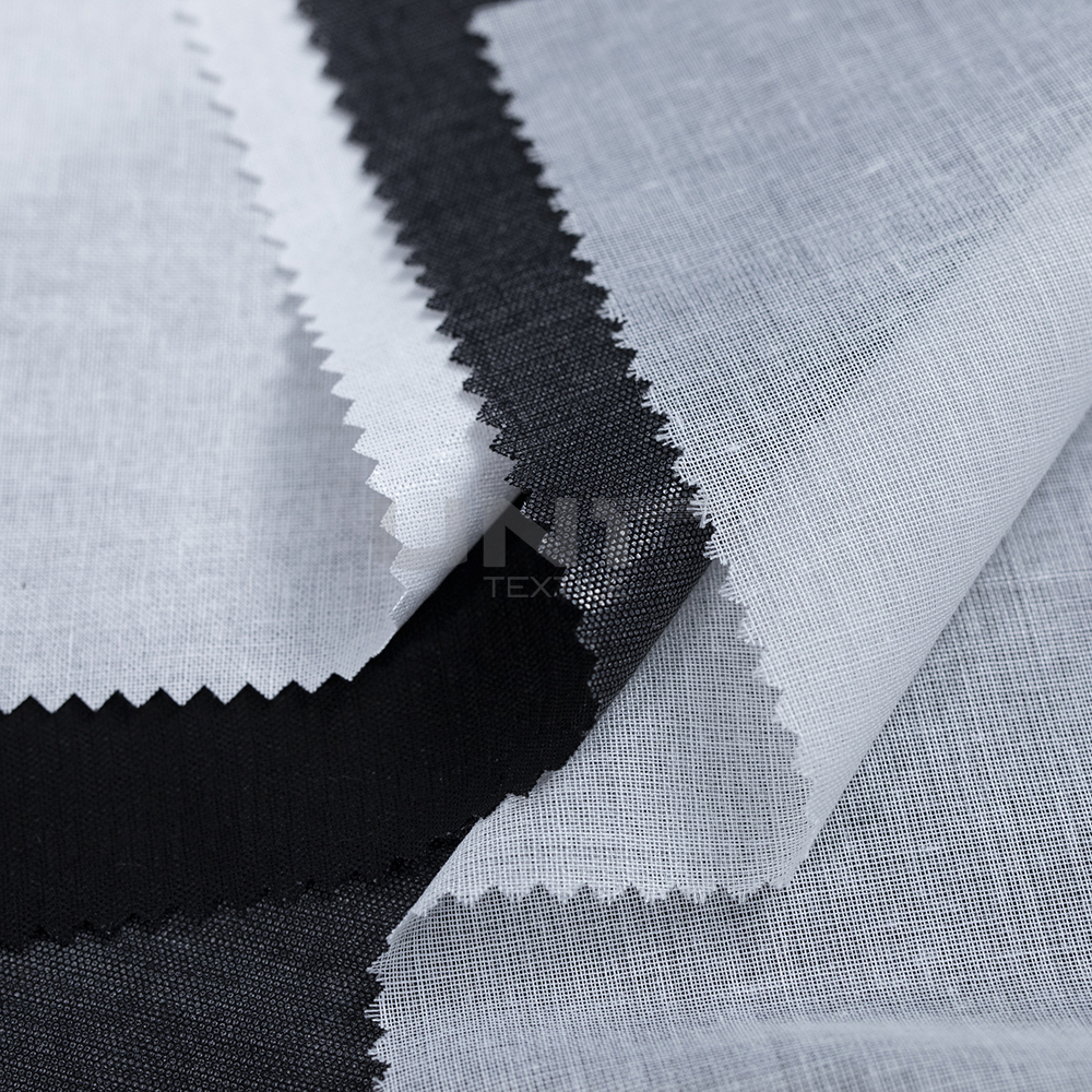 Quality 185 GSM 150 cm Width Plain Weave 100% Polyester Shirt Interlining Fabric with for sale