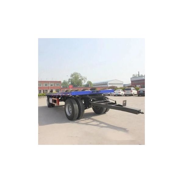 Quality Farm 2-Axles Flat Platform Flatbed Drawbar Full Trailer With Ladder for sale