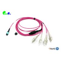 Quality 8F OM4 MPO Trunk Cable MPO Female to SC UPC 8F 50 / 125μm Fanout 2.0mm Magenta for sale