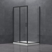Quality Black Aluminum Rectangular Shower Enclosure featuring Sliding Door and Tempered for sale