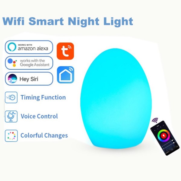 Quality LLDPE Ambient Night Light Colorful RGBW Wifi Bedside Lamp For Kids Gifts for sale