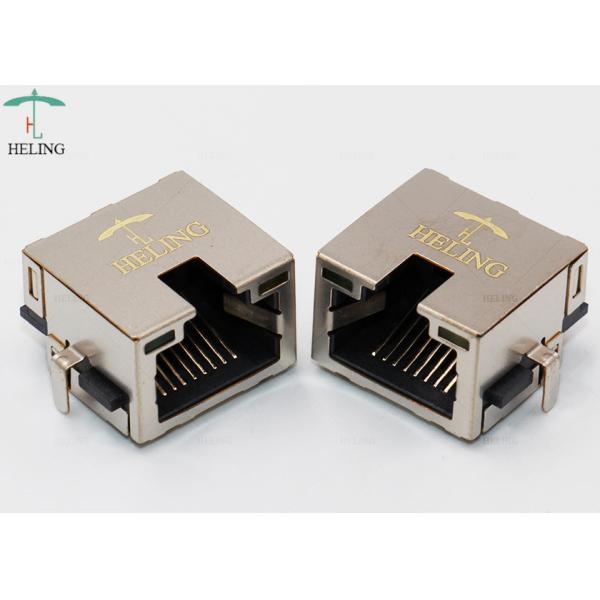 Quality 8P8C Brass Shielded PCB RJ45 Jack , Brass Shielded PCB Mount RJ45 Connector for sale