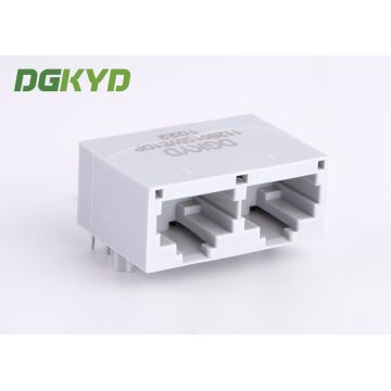 Quality 1x2 ganged dual port ethernet RJ45 PCB connector magnetic jack for Communication for sale