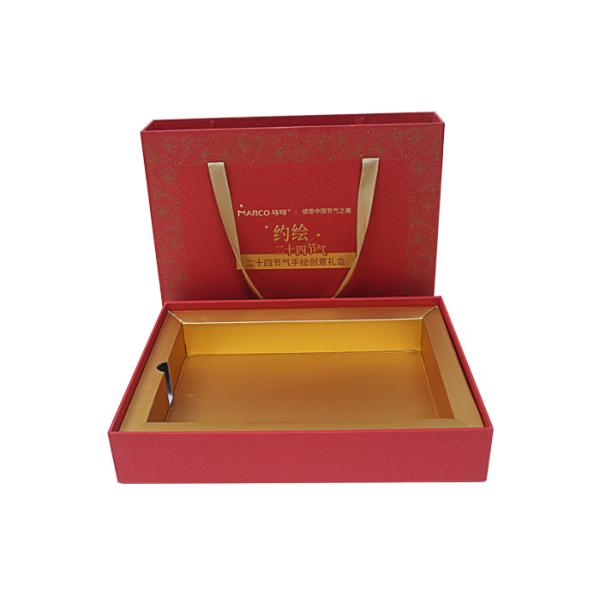 Quality Ivory board Ribbon Handle Box Embossing and Debossing Finishing for sale